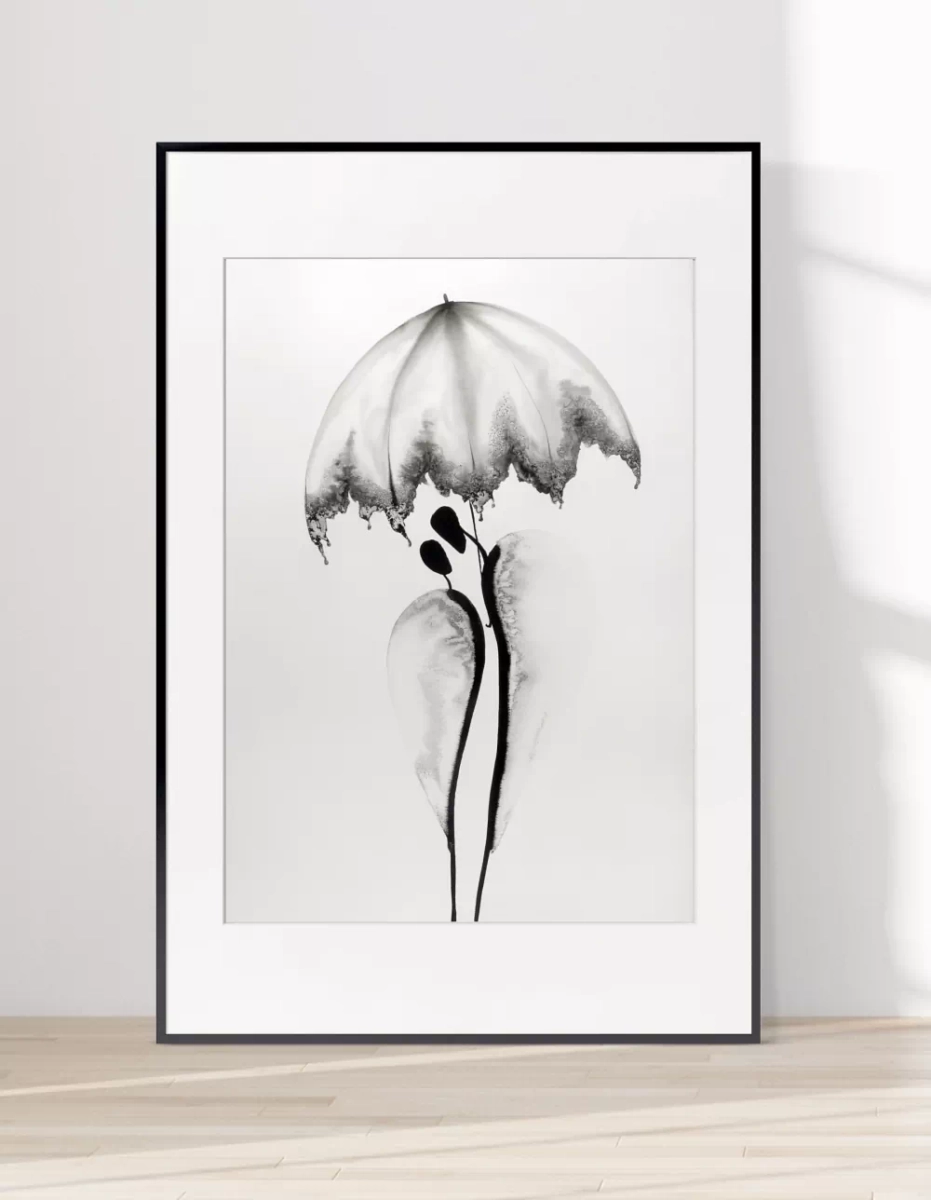Grafiki na ścianę do salonu 50x70, artystyczna grafika czarno-biała